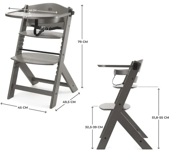 KINDERKRAFT - Dětská jídelní židle ENOCK šedá