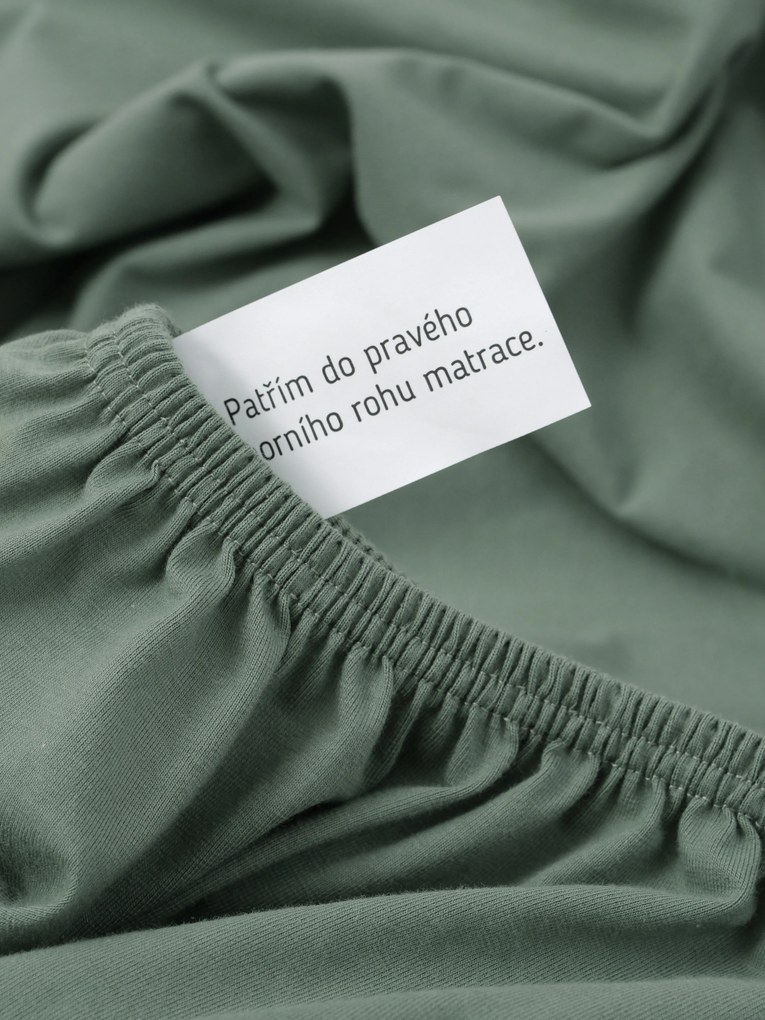 MK Lůžkoviny Jersey prostěradlo s elastanem Deluxe 200 × 200 cm – olivové