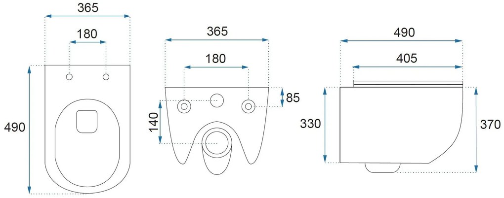Závěsná záchodová mísa Rea Carlo Mini Tornado Rimless Slim N