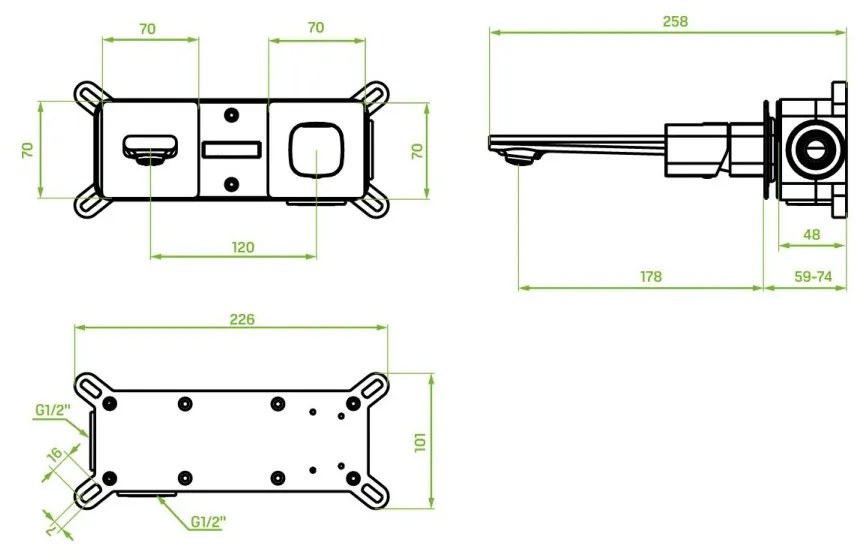Laveo Tores, umyvadlová baterie pod omítku, grafitová, LAV-BVT_922P