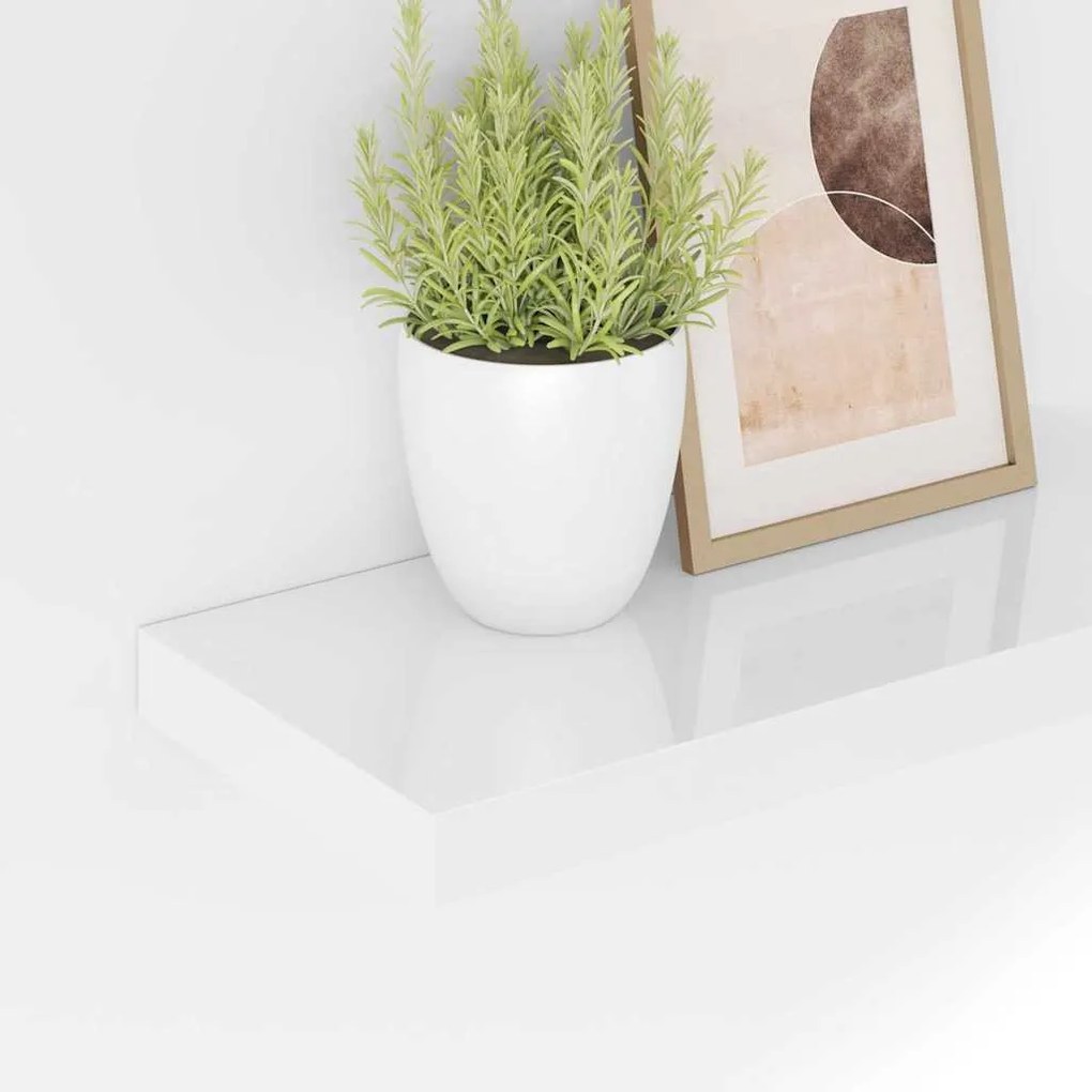 Plovoucí nástěnné police 4 ks bílé vysoký lesk 40x23,5x3,8 cm MDF 323744