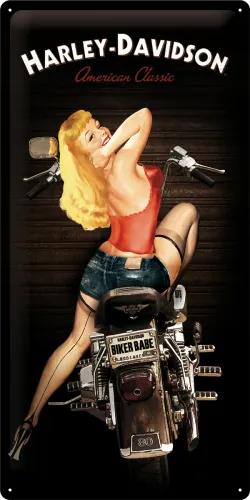Postershop Plechová cedule: Harley-Davidson (Biker Babe) - 50x25 cm
