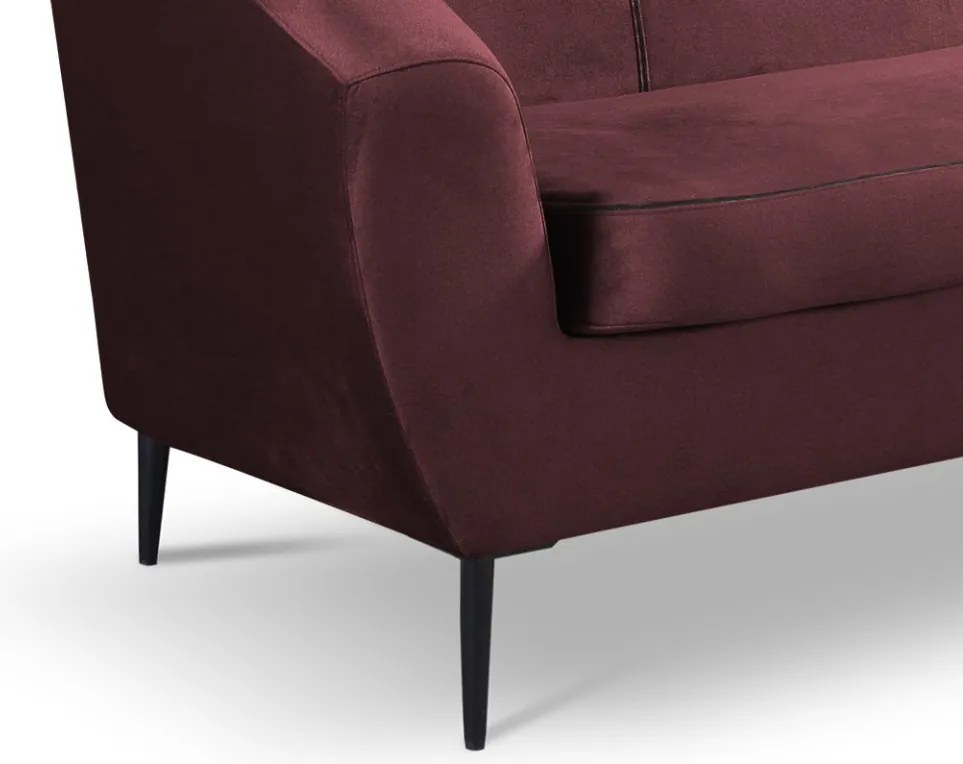 Trojmístná pohovka Olivio, vínová sametová látka