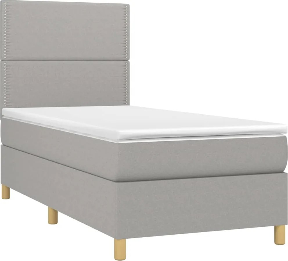 Box spring postel s matrací světle šedý 100 x 200 cm textil 3142233
