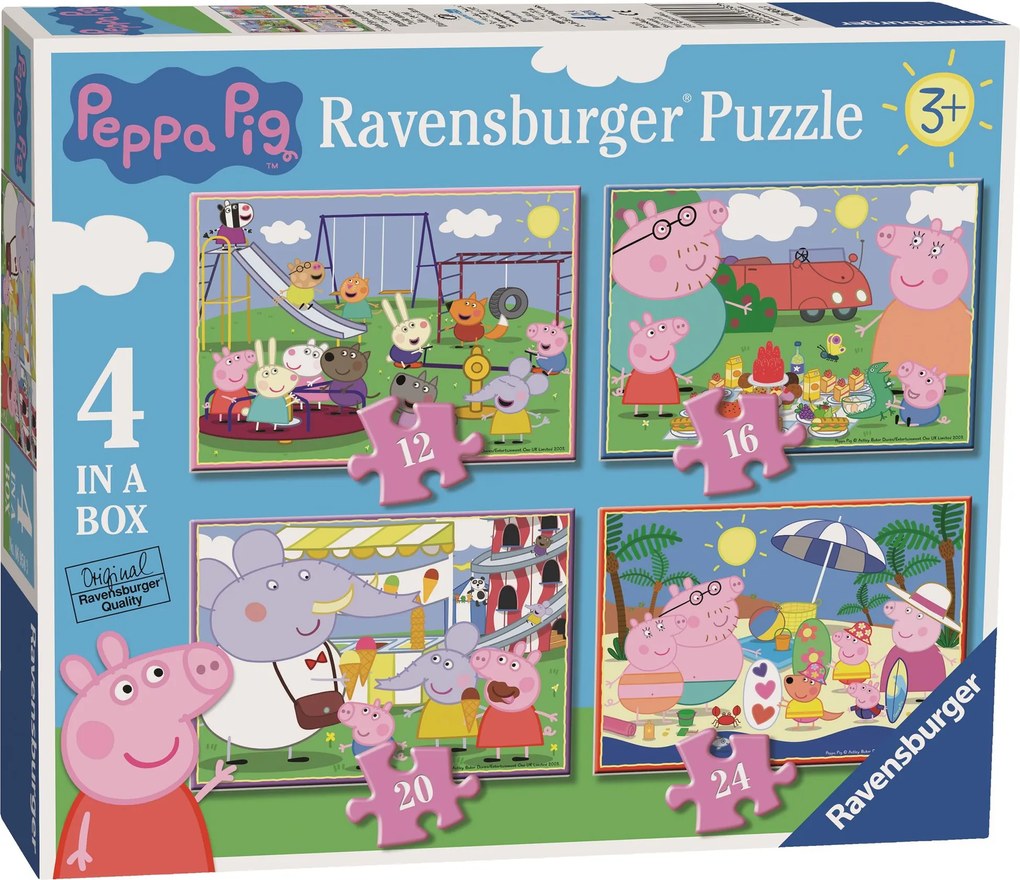 Ravensburger puzzle prasátko peppa: zábavné dny 4v1 (12,16,20,24 dílků)
