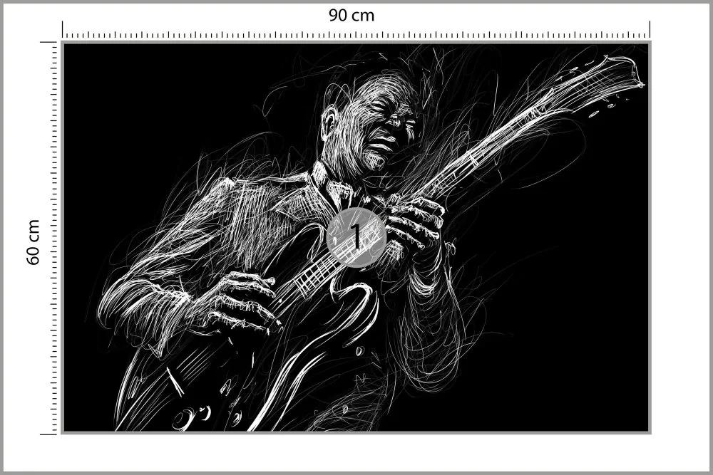 Fototapeta Malovaný Bluesový Hudebník Omyvatelný vlies 104x70.5