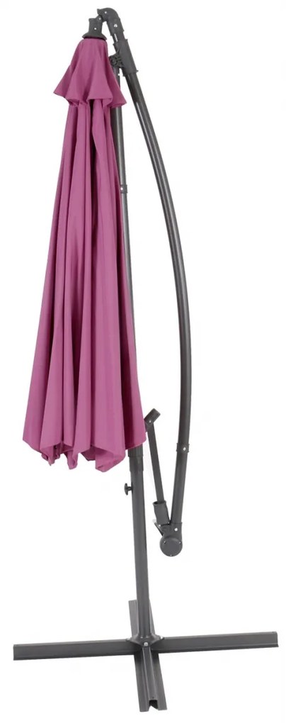 Slunečník Acerra Ø 3m se zátěží - polyester/ocel - levandulově červená