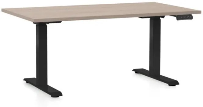 Výškově nastavitelný stůl OfficeTech D, 120 x 80 cm - černá podnož Barva: Třešeň