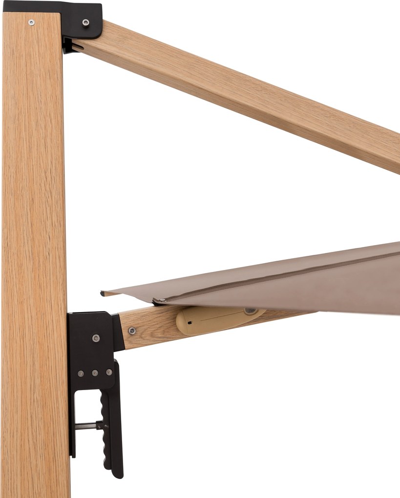 Doppler ALU WOOD XL 4x3 m - výkyvný zahradní slunečník s boční tyčí - Rozbalené zboží (S325)