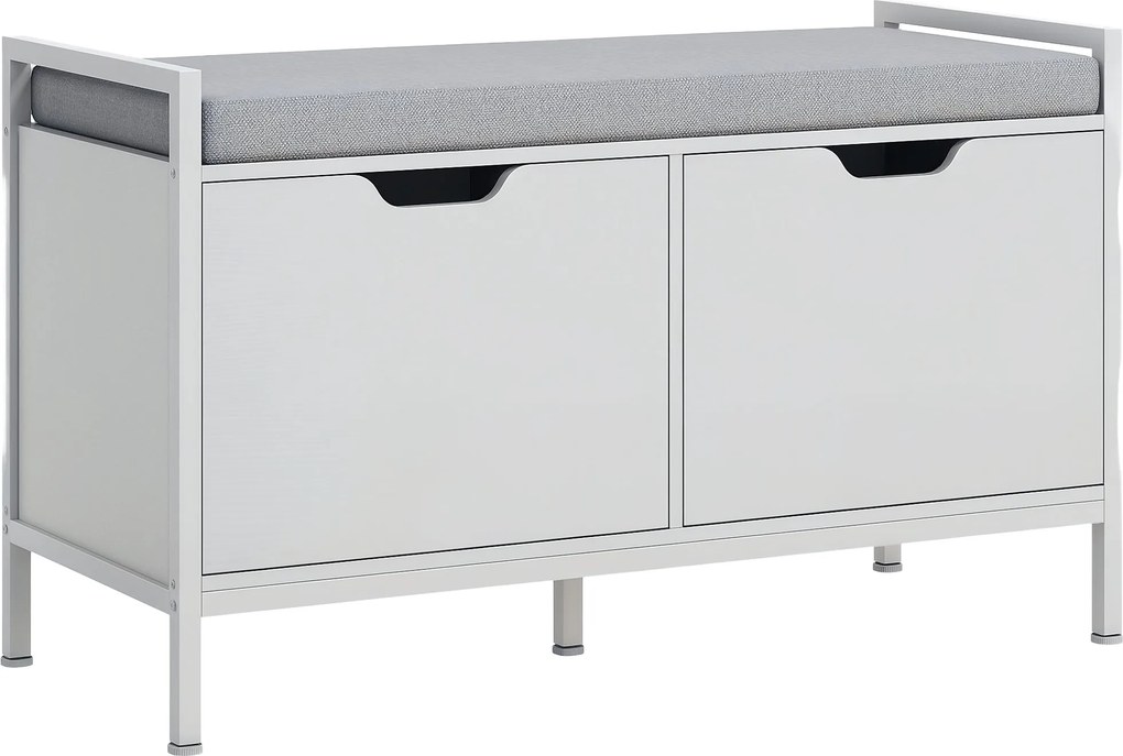 HOMCOM Lavice na boty se sedákem s odnímatelným polstrováním pro 4 páry bot - 84x35x50 cm Bílá | Aosom