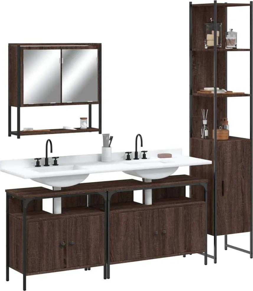 vidaXL 4dílný set koupelnového nábytku kompozitní dřevo [3214689] Barva: Černá