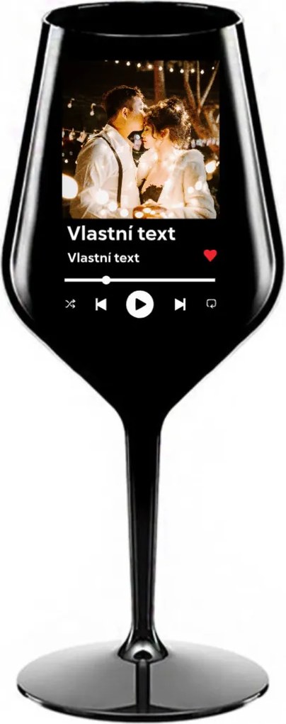 Personalizovaná nerozbitná sklenice s motivem přehrávače
