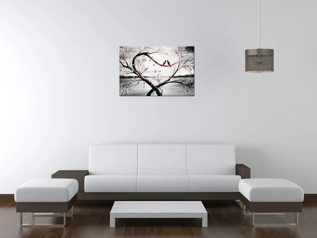 Gario Obraz s hodinami Ptačí láska Rozměry: 60 x 40 cm
