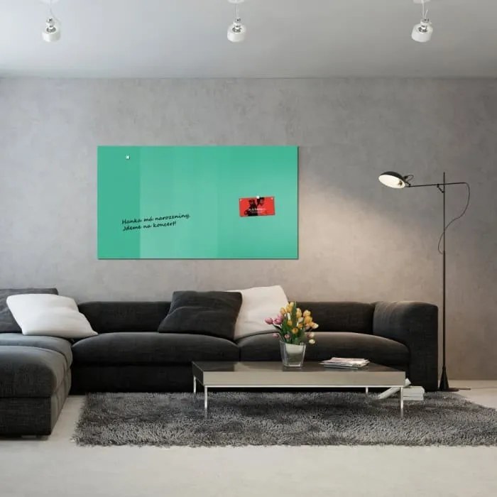 Zelená smaragdová firemní skleněná magnetická tabule Smatab® - 100 x 65 cm