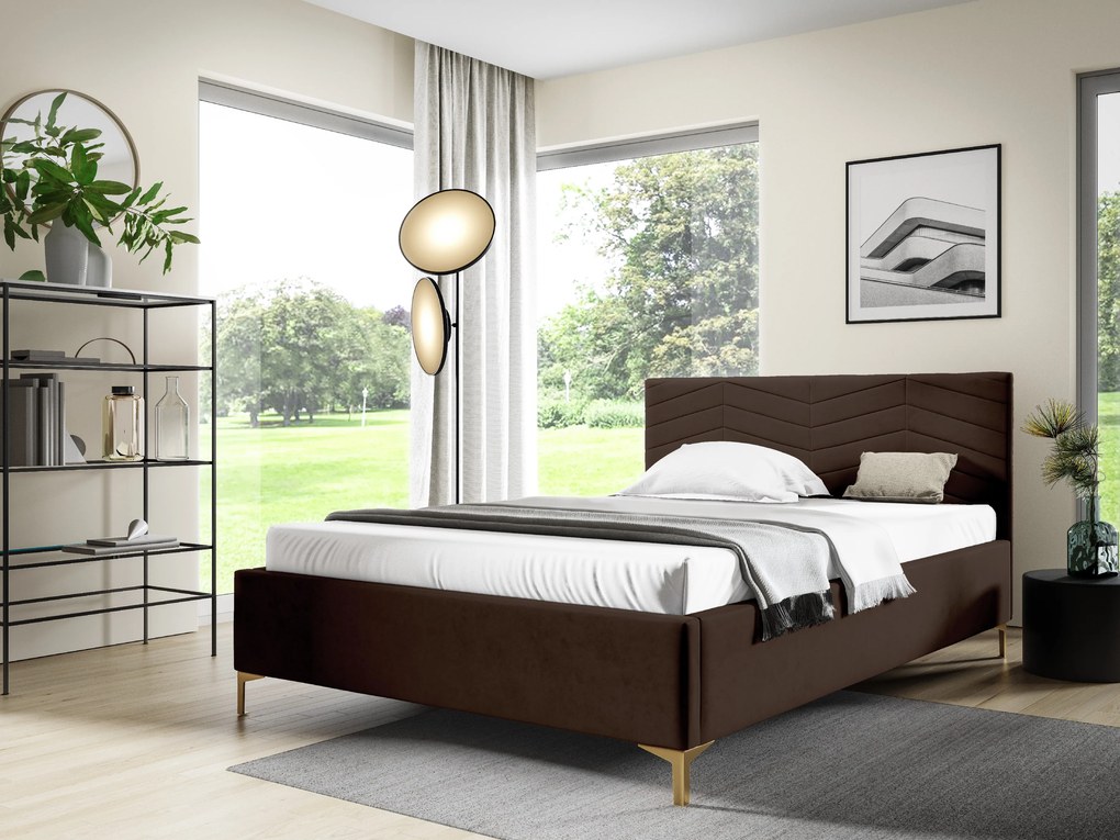 Eka Čalouněná postel ANNA+ 140x200 cm Barva látky Trinity: Tmavě šedá (Trinity 2315), Úložný prostor: S kovovým rámem úložného prostoru