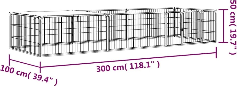8panelová ohrádka pro psy černá 100 x 50 cm práškovaná ocel 3115976