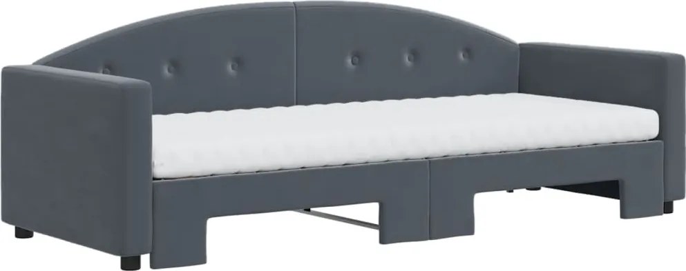 Válenda s přistýlkou a matracemi tmavě šedá 80 x 200 cm samet 3197319