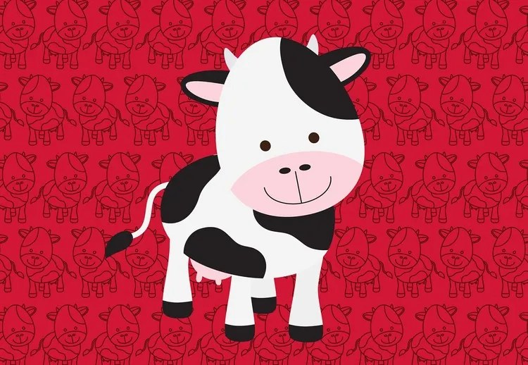 Fototapeta, Tapeta Happy Cartoon Cow, (520 x 318 cm)