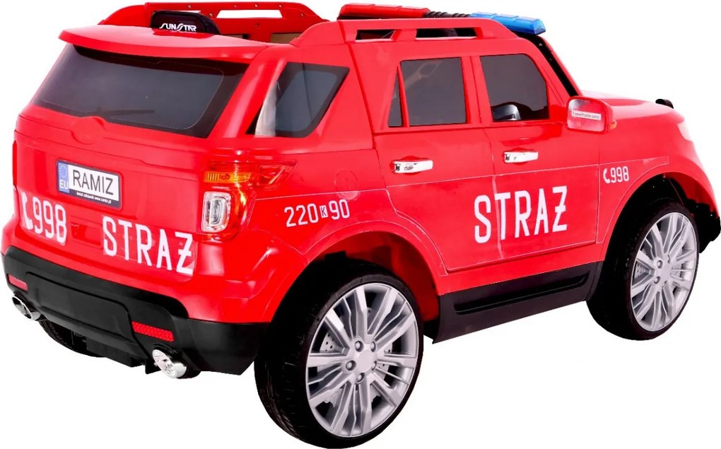 Ramiz Dětské hasičské SUV na baterie na dálkové ovládání + sirény + světla + megafon