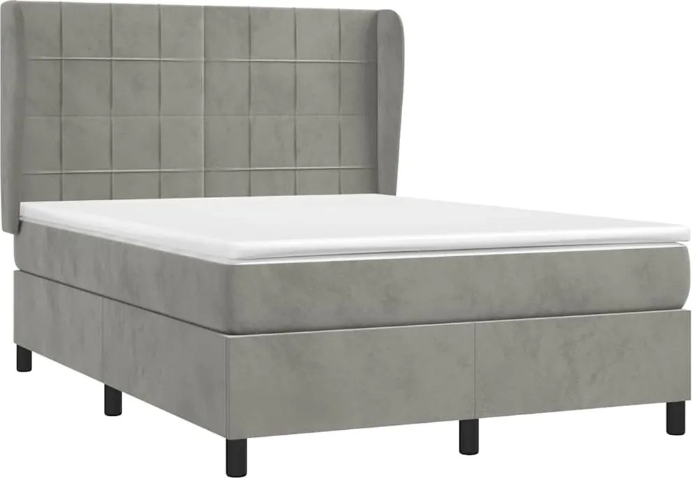 Box spring postel s matrací světle šedá 140x200 cm samet 3129213