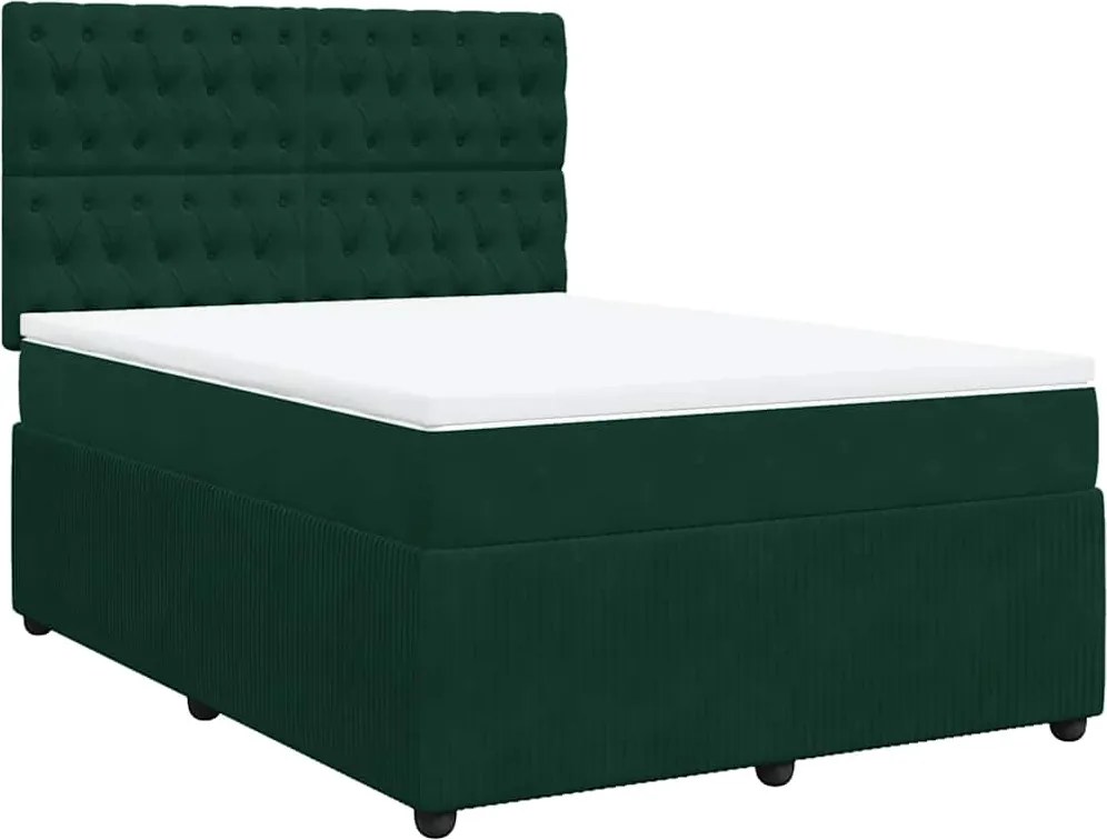 Box spring postel s matrací tmavě zelená 140x190 cm samet 3294643