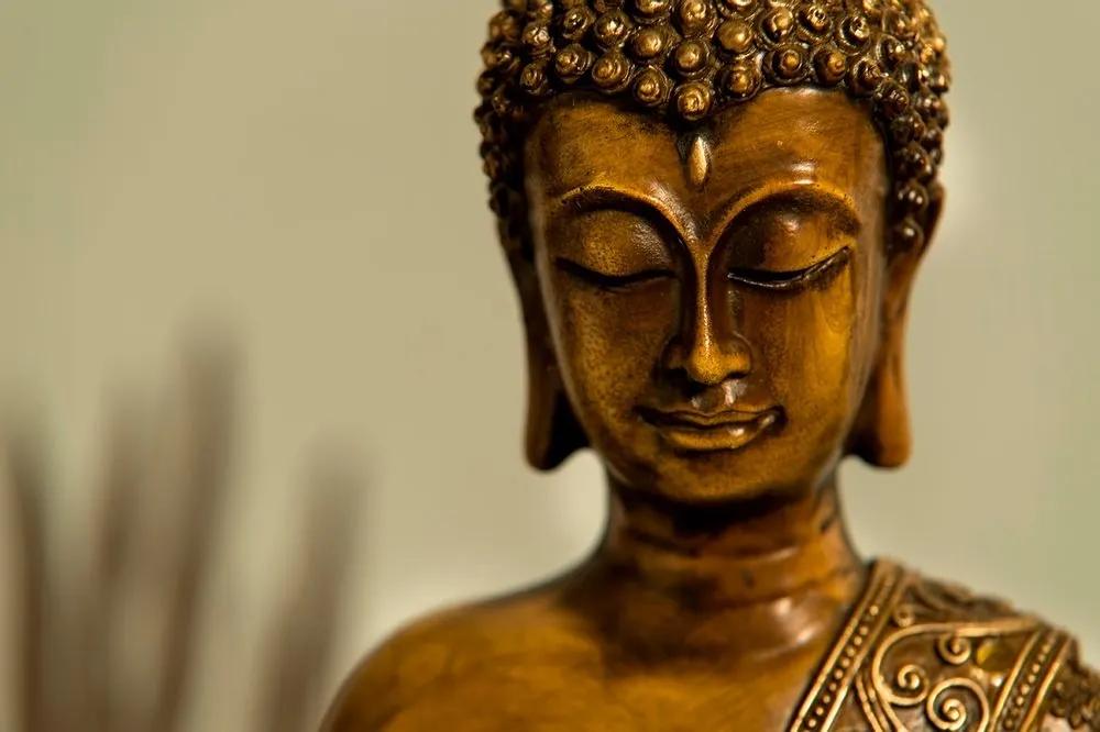 Samolepící fototapeta bronzová hlava Buddhy - 225x150 cm