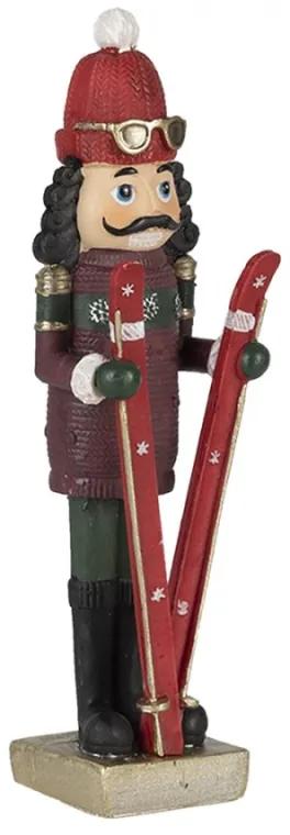 2ks Vánoční dekorativní soška Louskáčka s lyžemi – 6x5x17 cm