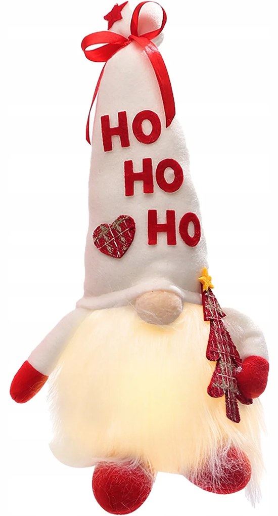 Vánoční LED skřítek 36 cm - "HO HO HO"