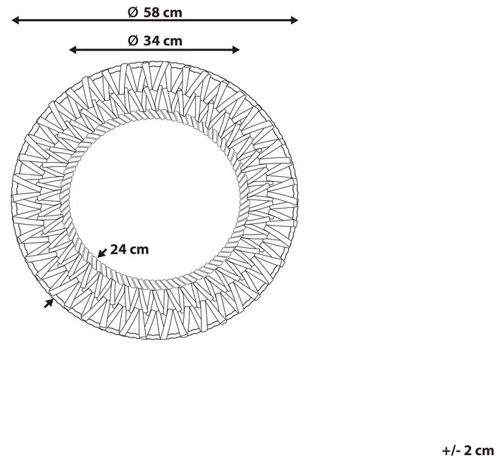 Kulaté nástěnné zrcadlo ø 58 cm přírodní SABAOI Beliani