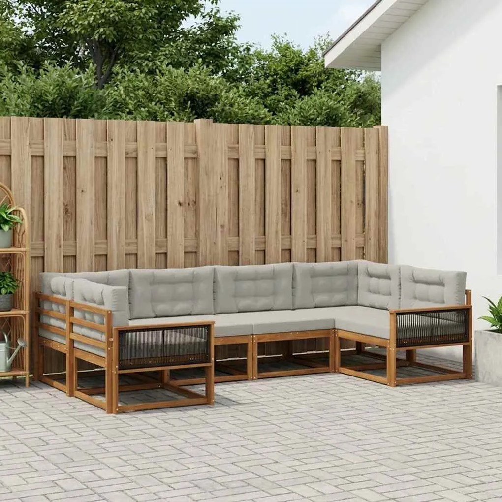 Venkovní pohovková souprava 6 ks Přírodní a světle šedá 3382844