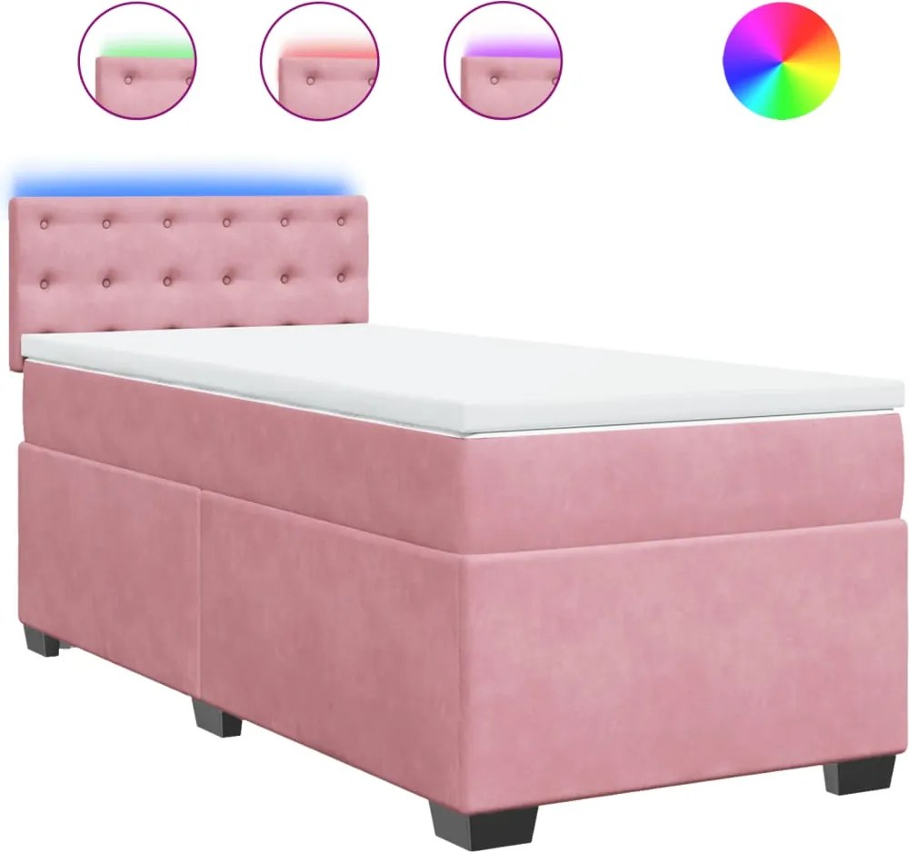 Box spring postel s matrací růžová 80 x 200 cm samet 3288479