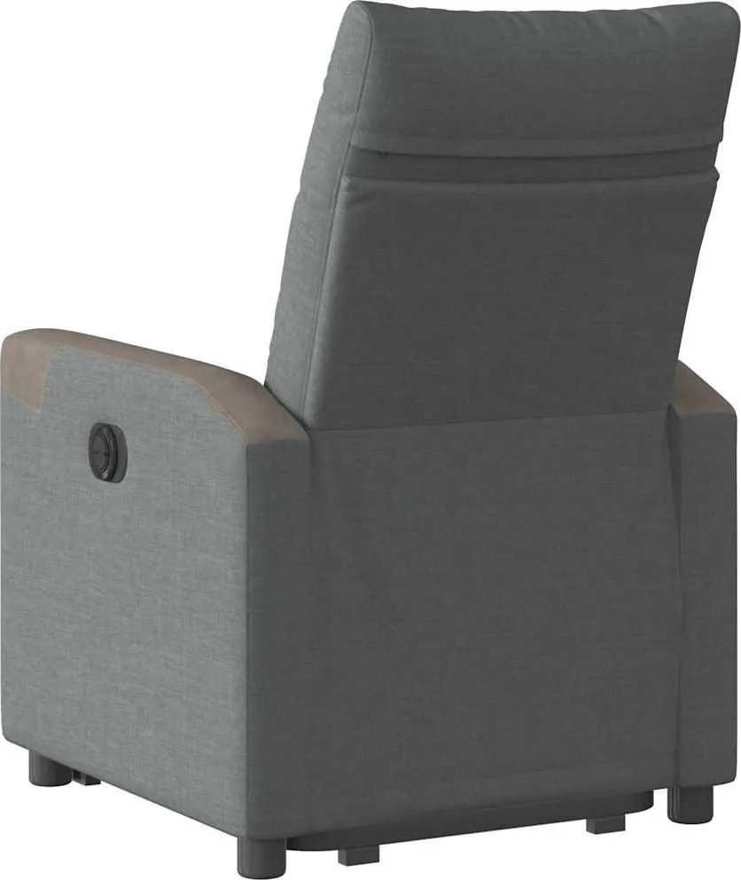 Zvedací polohovací křeslo tmavě šedé textil 3324091