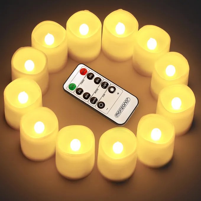 Monzana LED voskové svíčky 12 ks s dálkovým ovládáním 107579