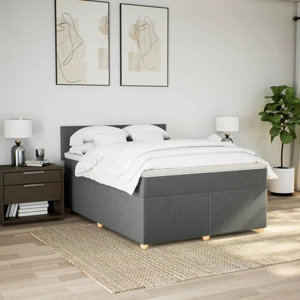 Box spring postel s matrací tmavě šedý 140 x 190 cm textil 3286669