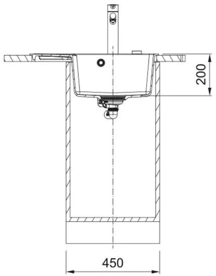 Franke Centro CNG 611-62 TL/2 Granitový dřez s odkapem vpravo, 62x50cm, šedý kámen, 114.0637.502
