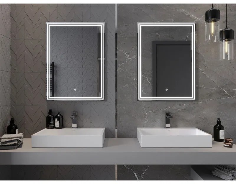 Mexen Taco, LED koupelnové zrcadlo s podsvícením 60x80 cm, 6000K, ochrana proti zamlžování, 9805-060-080-611-00