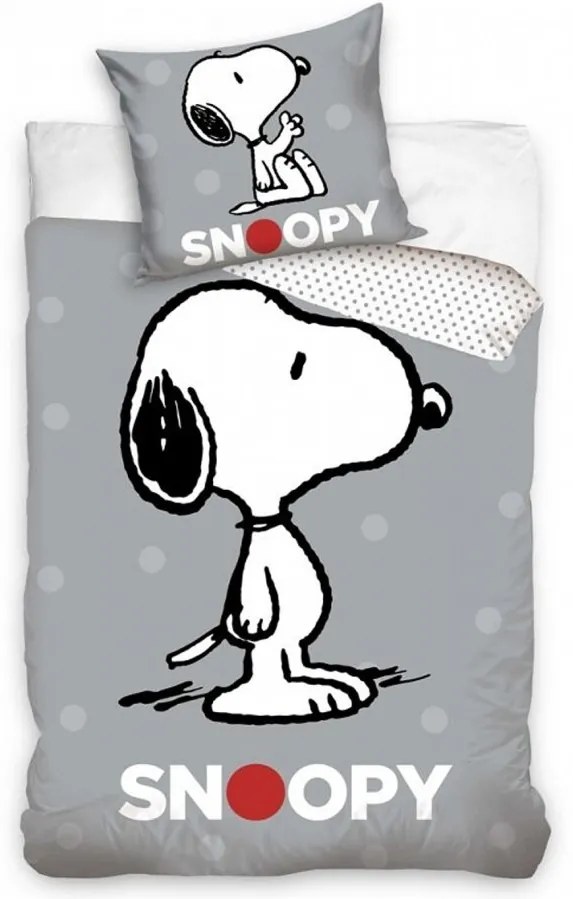 Povlečení Snoopy Grey 140x200, 70x90 cm