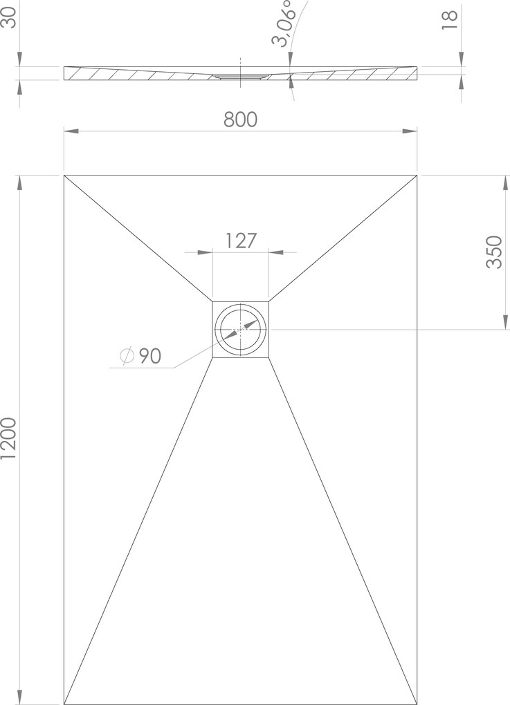 Polysan Treneca sprchová vanička z litého mramoru 120 x 80 cm s možností úpravy rozměru černá mat 84302.21