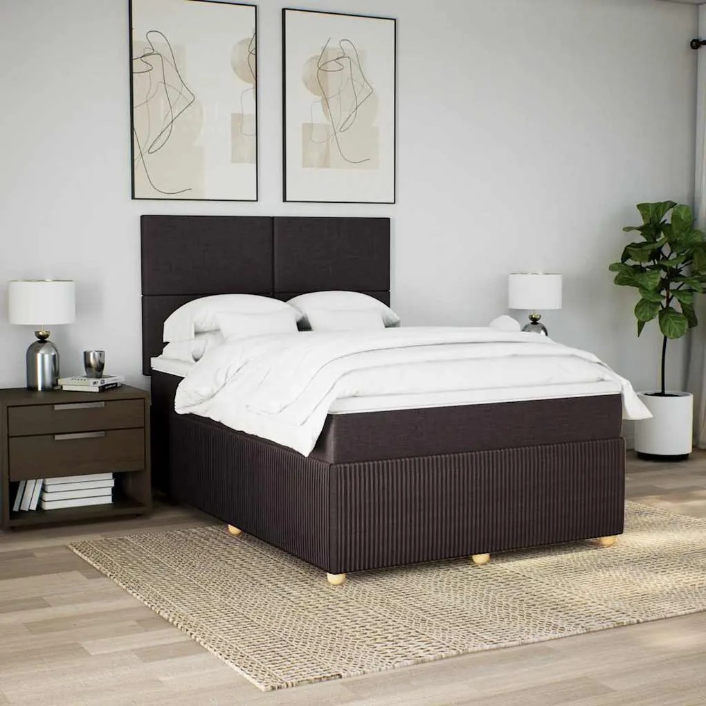 Box spring postel s matrací tmavě hnědá 140x190 cm textil 3292047