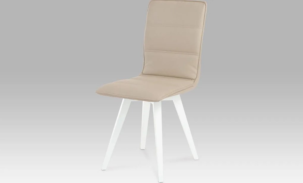 Autronic Jídelní židle, koženka cappuccino / vysoký lesk bílý B829 CAP1