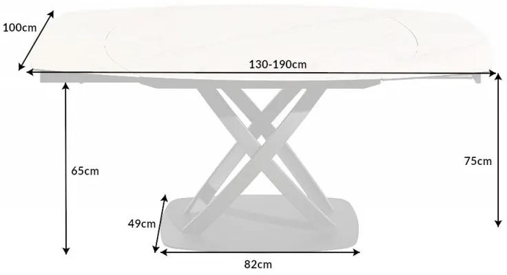Noble Home Bílý rozkládací jídelní stůl Inception 130-190 cm