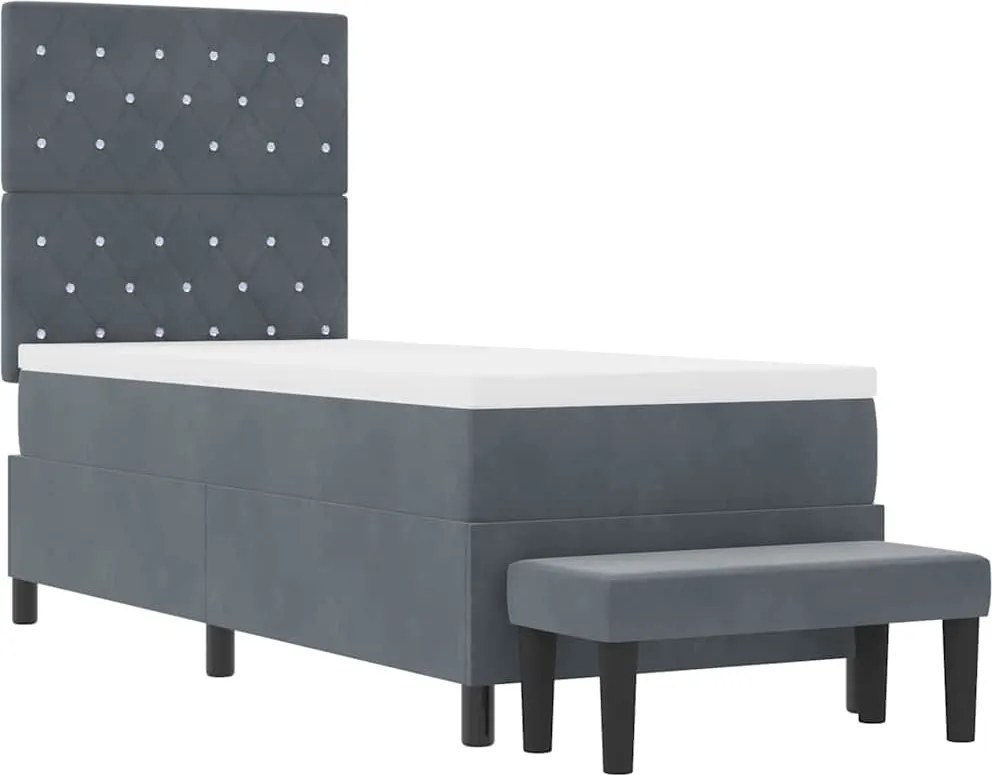 Postel s boxspringem s čelo Tmavě šedá 200 x 80 cm samet 3344409