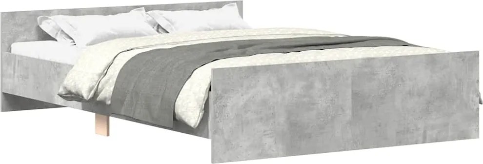 Rám postele s hlavovým a nožním čelem betonově šedý 135x190 cm 3203792