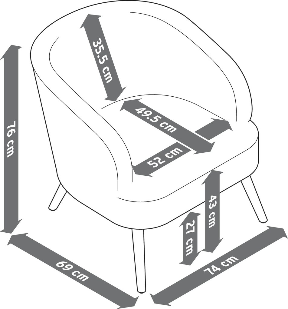 Tchibo - Křeslo z buklé s dřevěnými nohami - barva: bílá