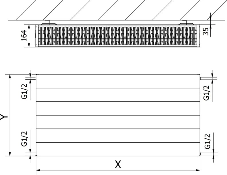 Mexen, Panelový radiátor Mexen Line CL33 500 x 1200 mm, boční připojení, 2281 W, bílý - W433L-050-120-00