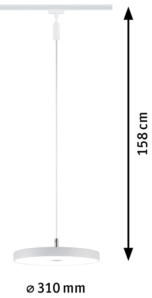 Paulmann 96797 Hildor, závěsné svítidlo pro Urail system, 1x15W LED 4000K, tříkrokové stmívání, bílá, průměr 31cm
