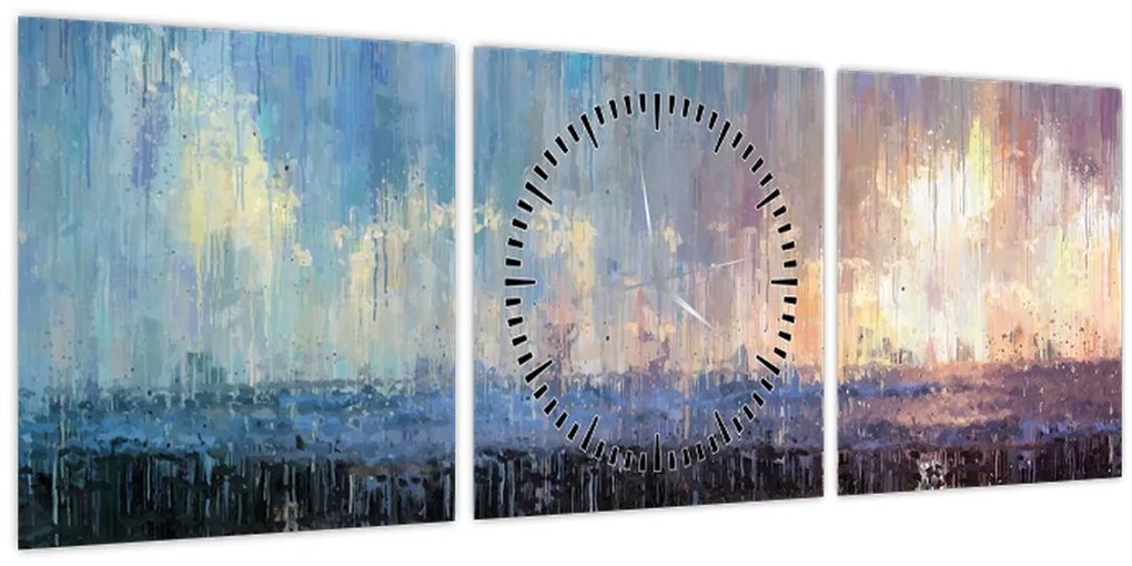 Obraz - Abstrakce (s hodinami) (90x30 cm)