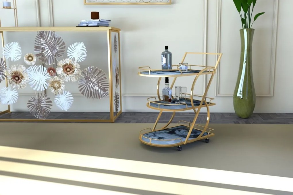 Designový servírovací vozík Odakota 71 cm zlatý