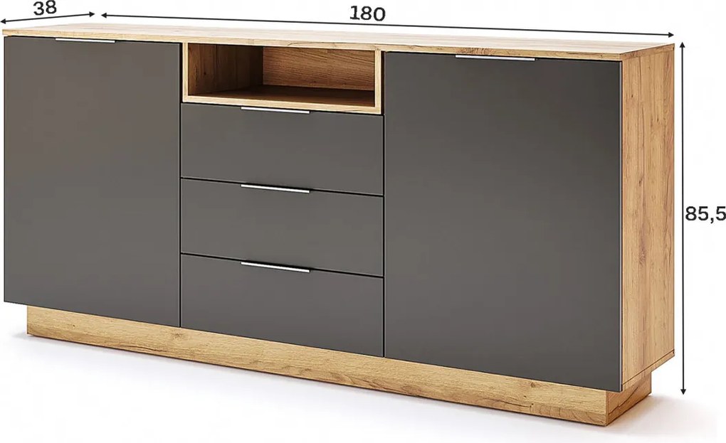 Komoda 2dv 3šu Lava / dub kraft Luna