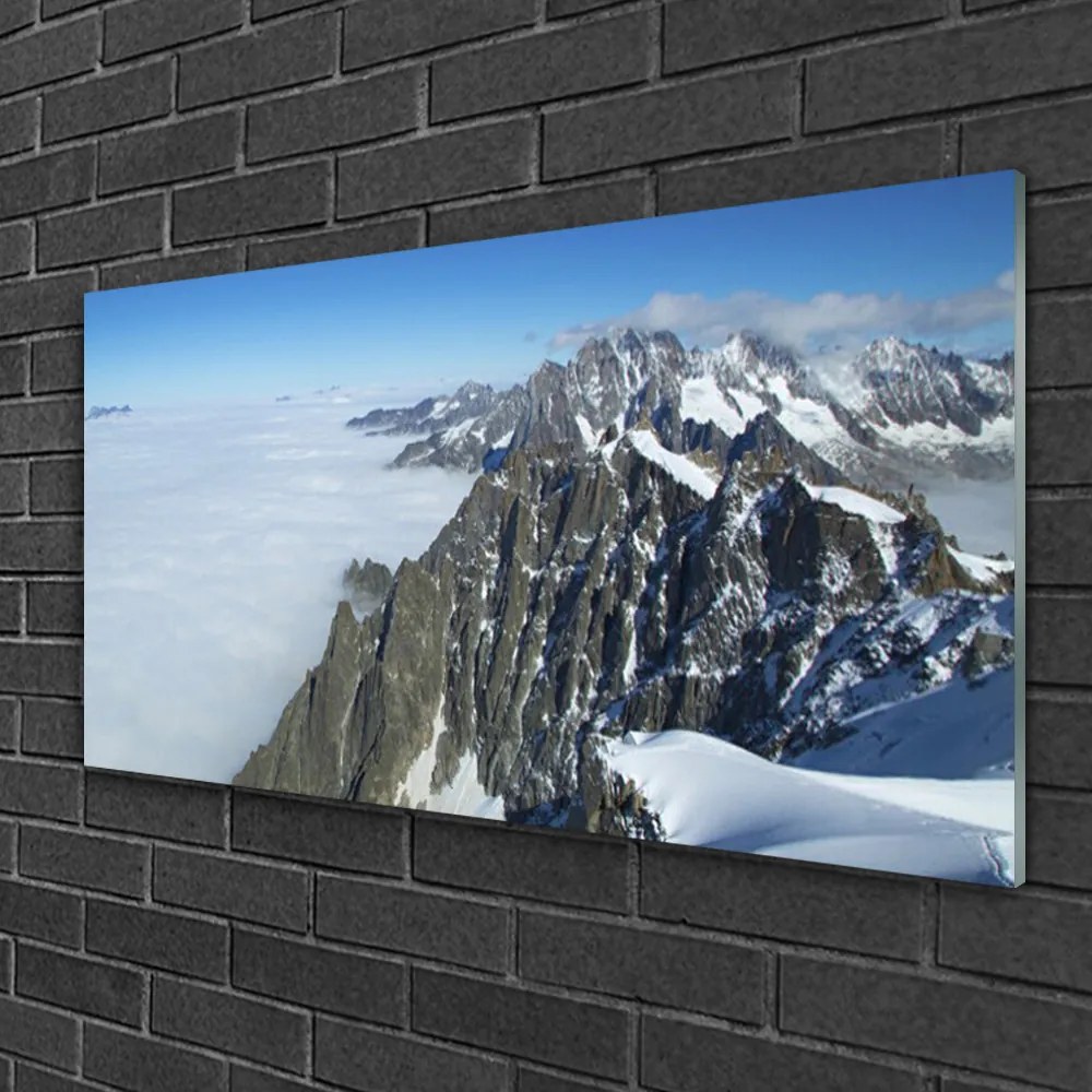 Obraz na skle Hora Mlha Krajina 140x70 cm